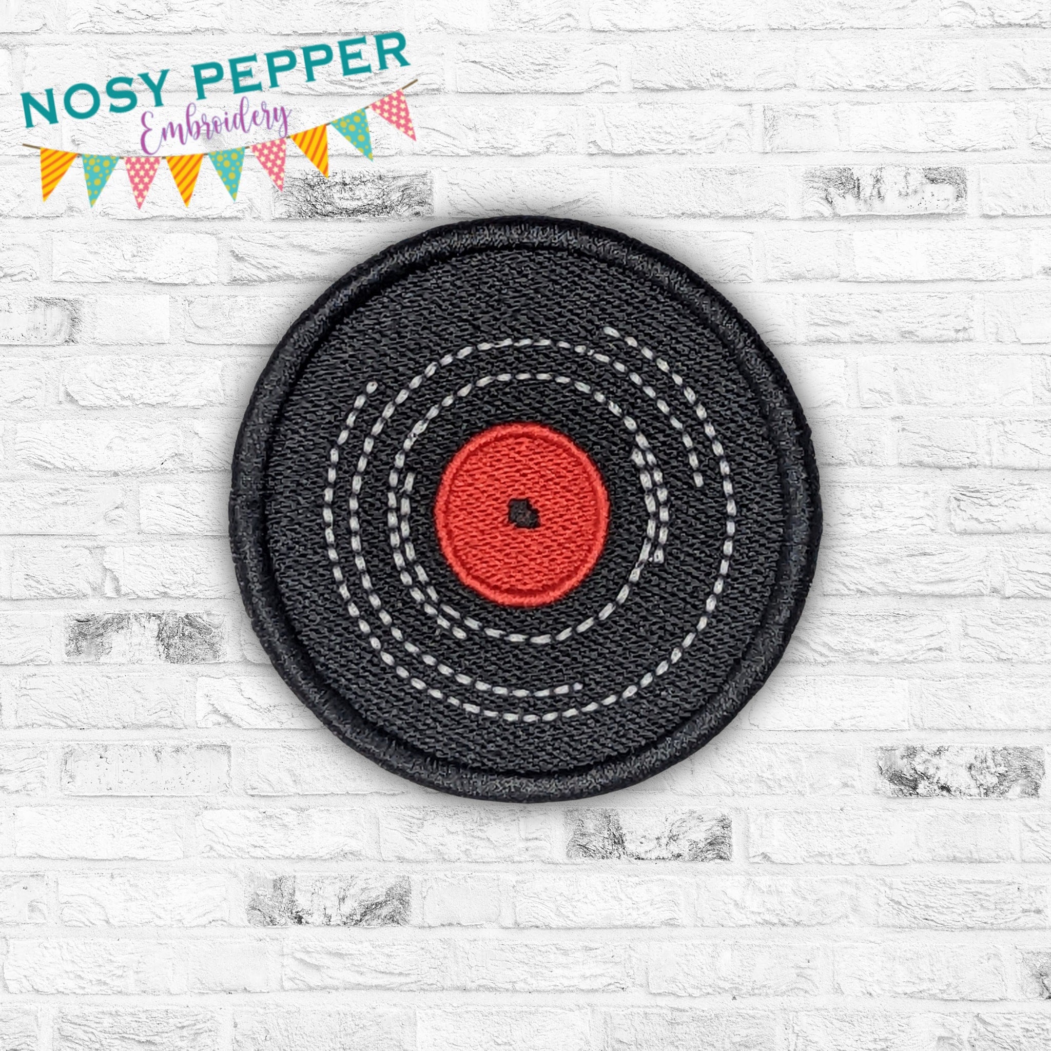 Record Patch (2 sizes included) machine embroidery design DIGITAL DOWN ...