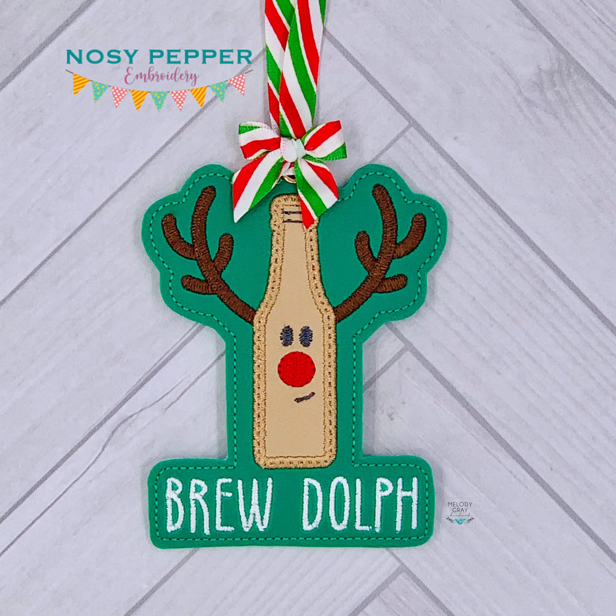 Brew Dolph applique ornament 4x4 machine embroidery design DIGITAL DOW ...