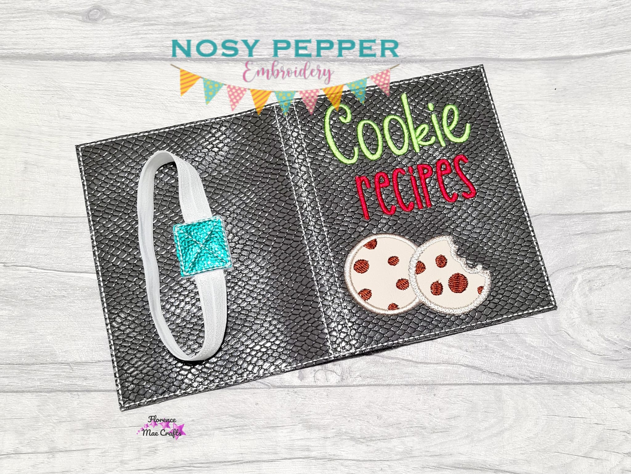 Cookie Recipe appliqué notebook cover machine embroidery design (2 siz ...