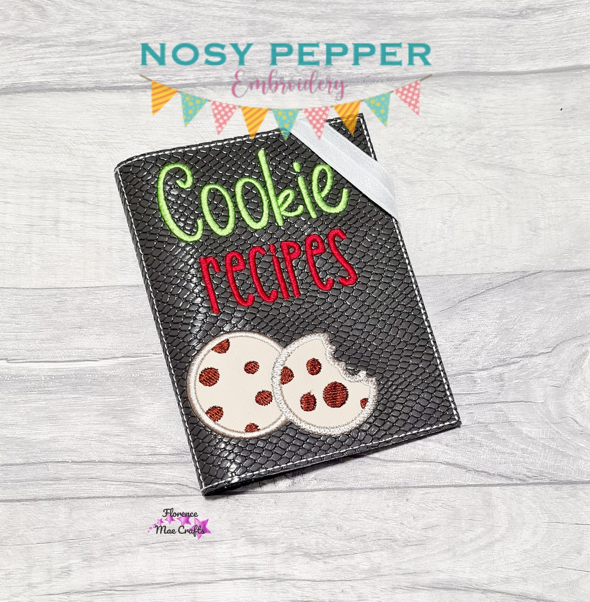 Cookie Recipe appliqué notebook cover machine embroidery design (2 siz ...