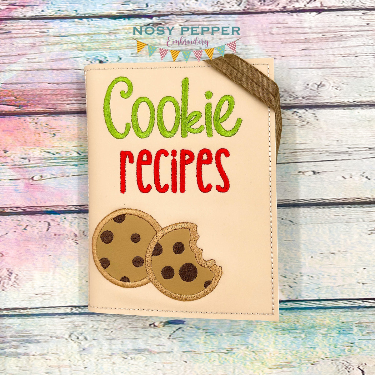 Cookie Recipe appliqué notebook cover machine embroidery design (2 siz ...
