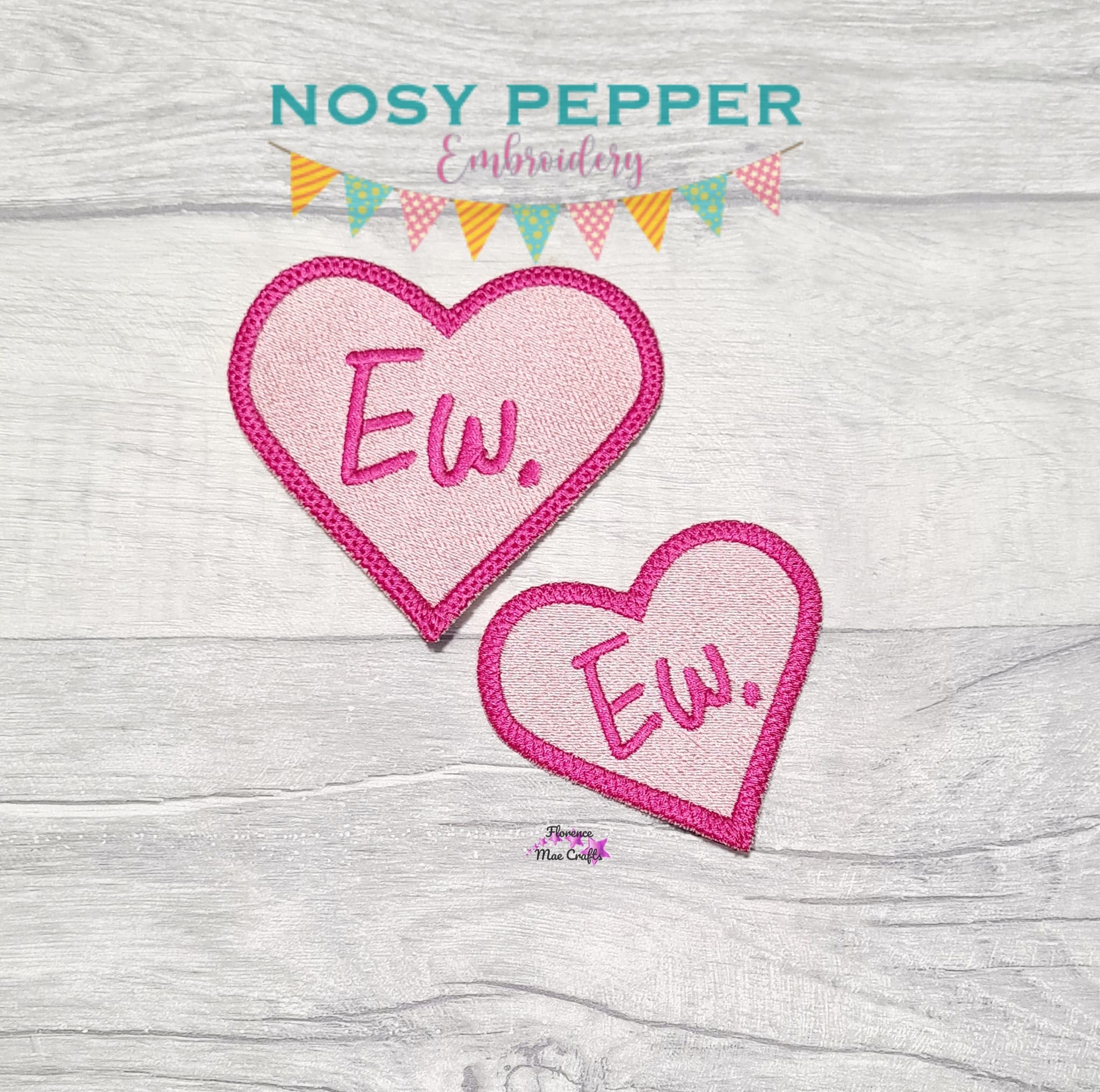 Ew Heart Patch machine embroidery design (3 sizes included) DIGITAL DO ...