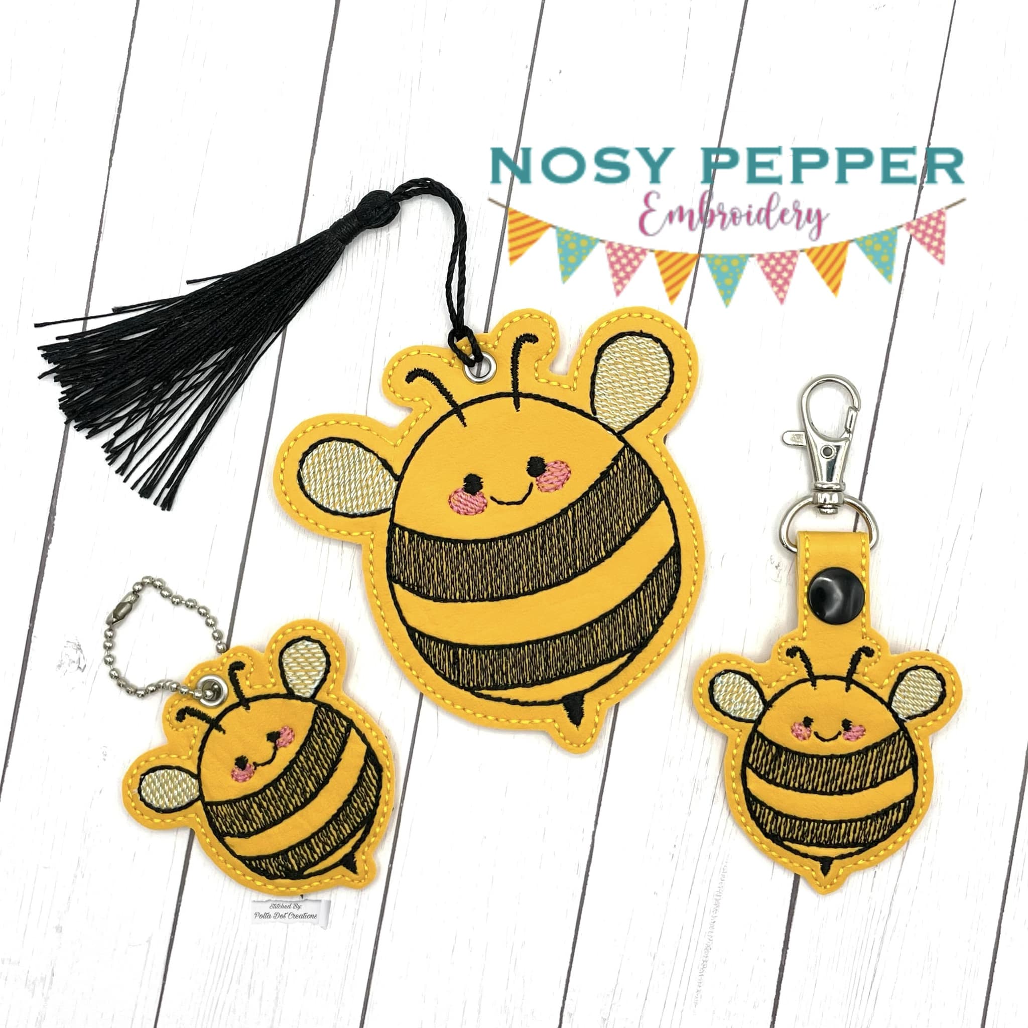 Cute Bee Set machine embroidery designs (single & multi files included – Nosy Pepper Patterns