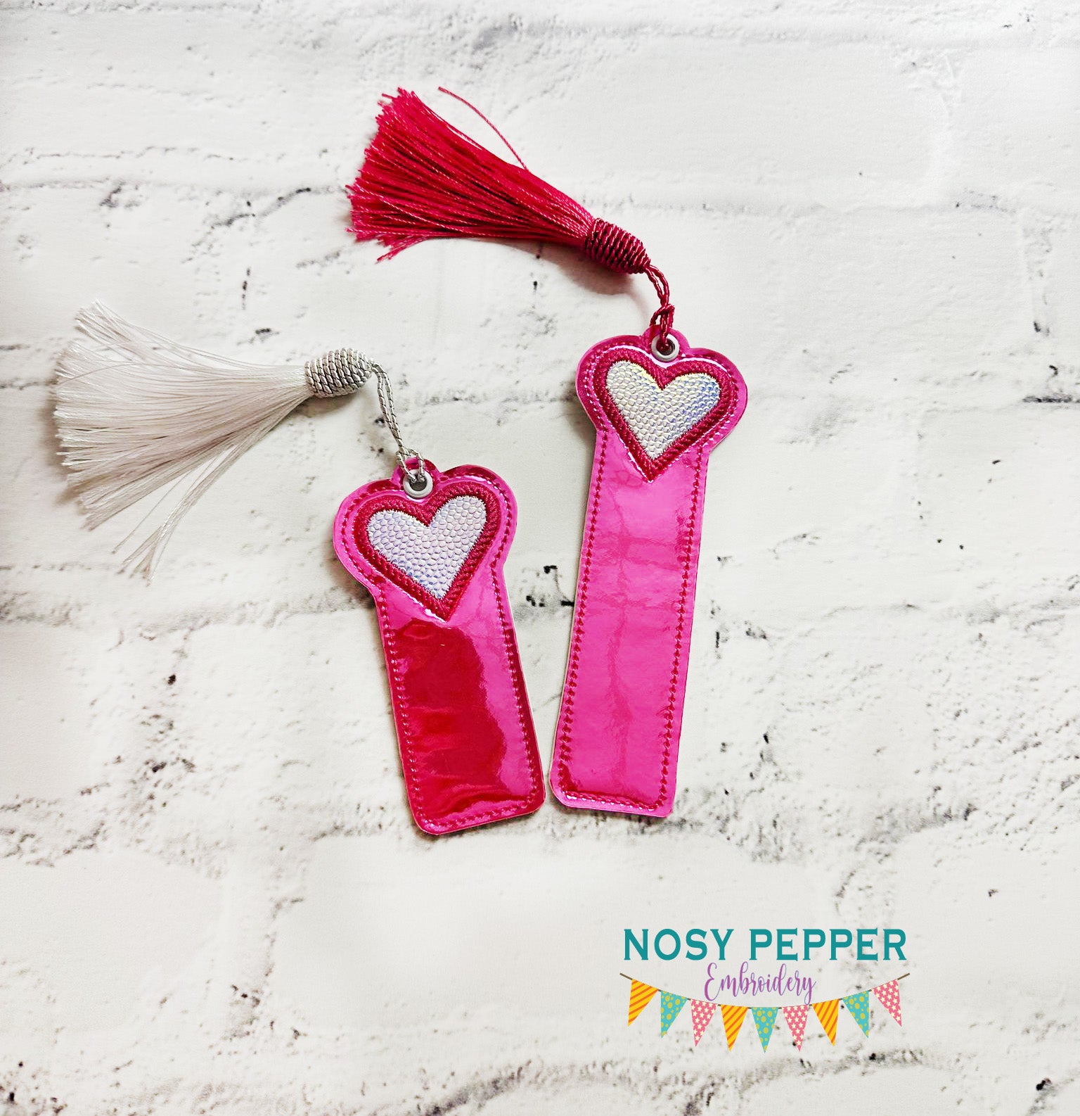 Heart applique bookmark/bag tag/ornament (2 sizes included) DIGITAL DO ...