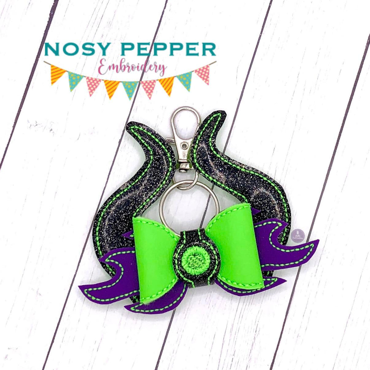 Evil Mal ITH Bow (2 hoop sizes included) machine embroidery design DIG ...