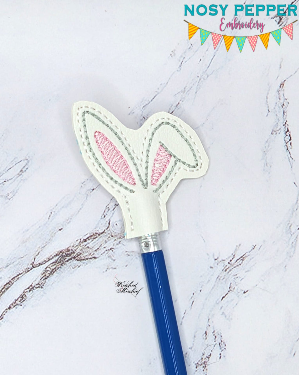 Bunny Ears pencil topper machine embroidery design (single and multi i ...