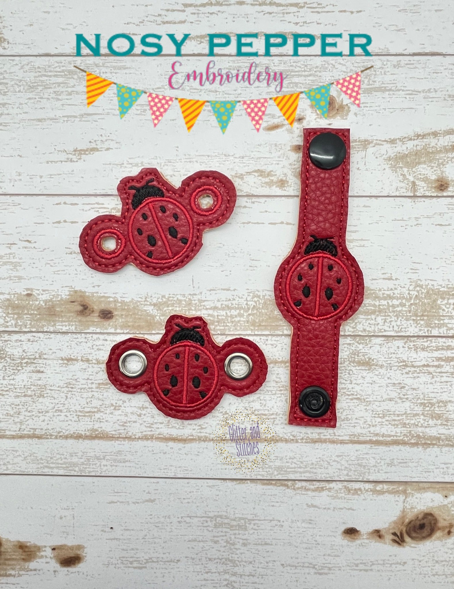 Lady Bug Shoe Charm machine embroidery design (3 versions included) DI ...