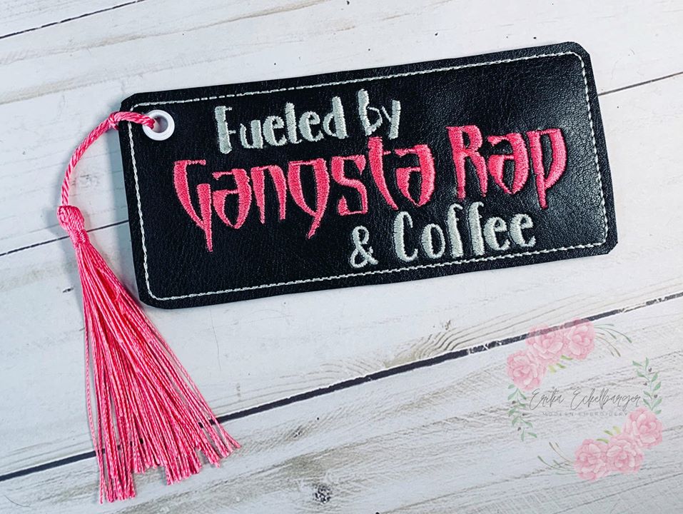 Gangsta Rap & Coffee Bookmark/bag tag/ornament machine embroidery desi ...