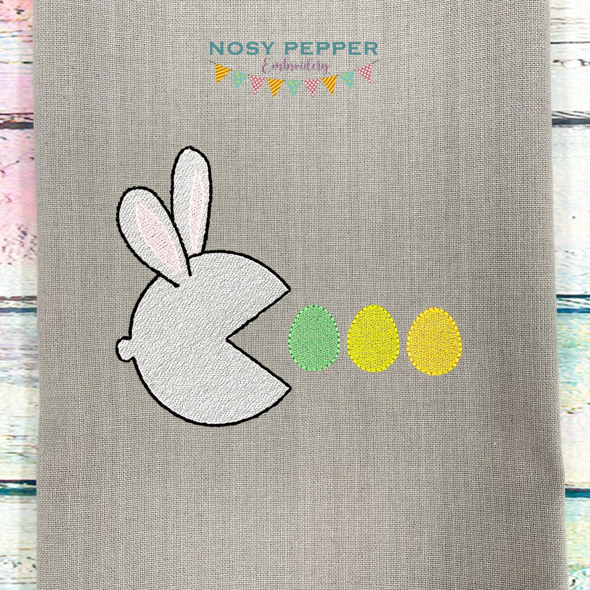 Pac-Bunny embroidery design (5 sizes included) DIGITAL DOWNLOAD – Nosy ...