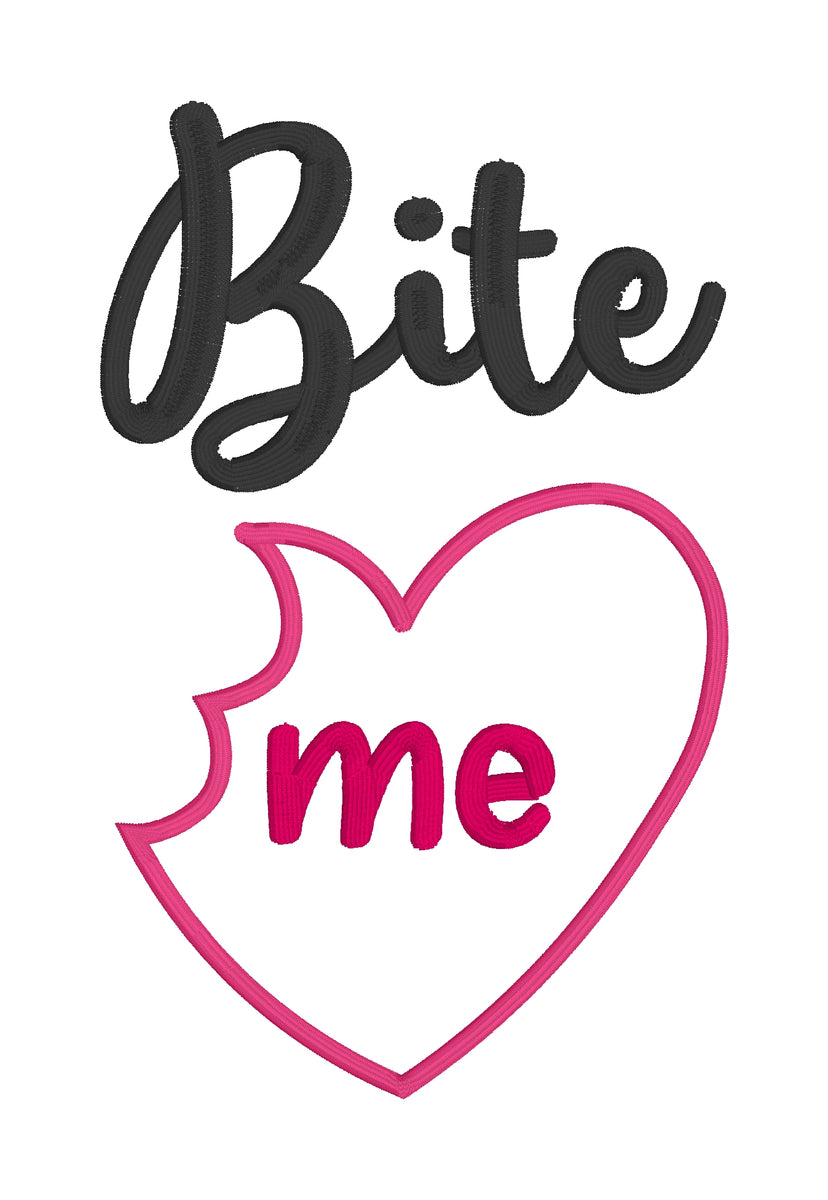 Bite me heart applique machine embroidery design (5 sizes included) DI ...