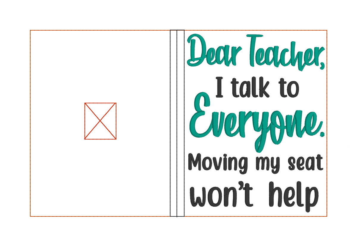 Dear Teacher notebook cover (2 sizes available) machine embroidery des ...