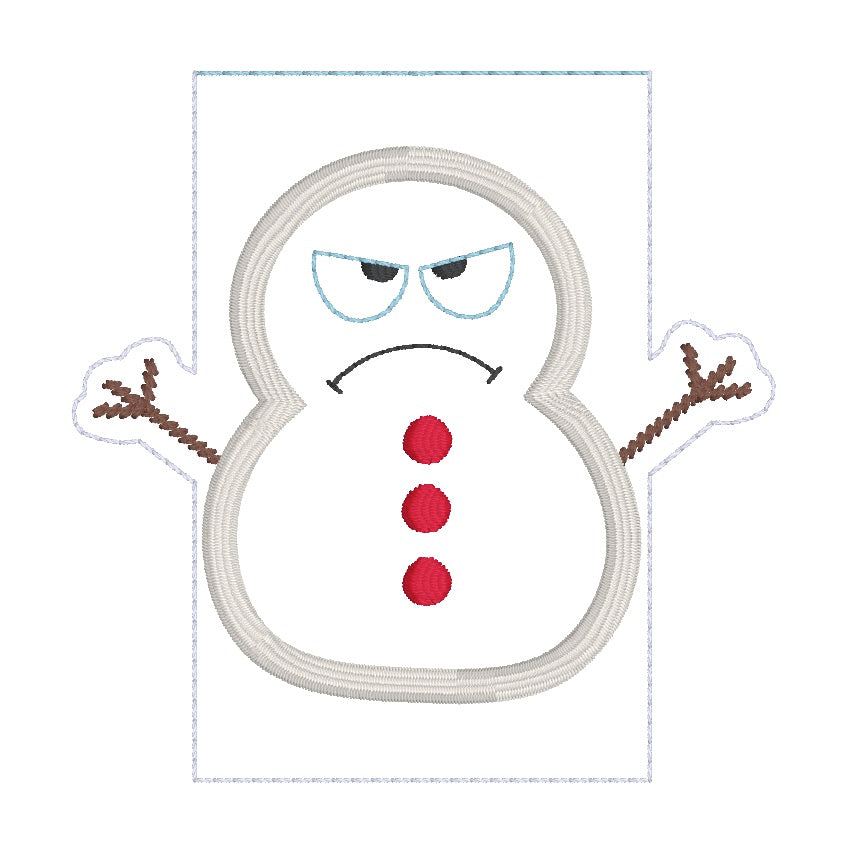 Grumpy Snowman Applique Card holder machine embroidery design 4x4 DIGI ...