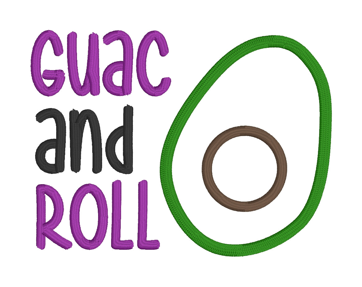 Guac and roll applique machine embroidery design (4 sizes included) DI ...