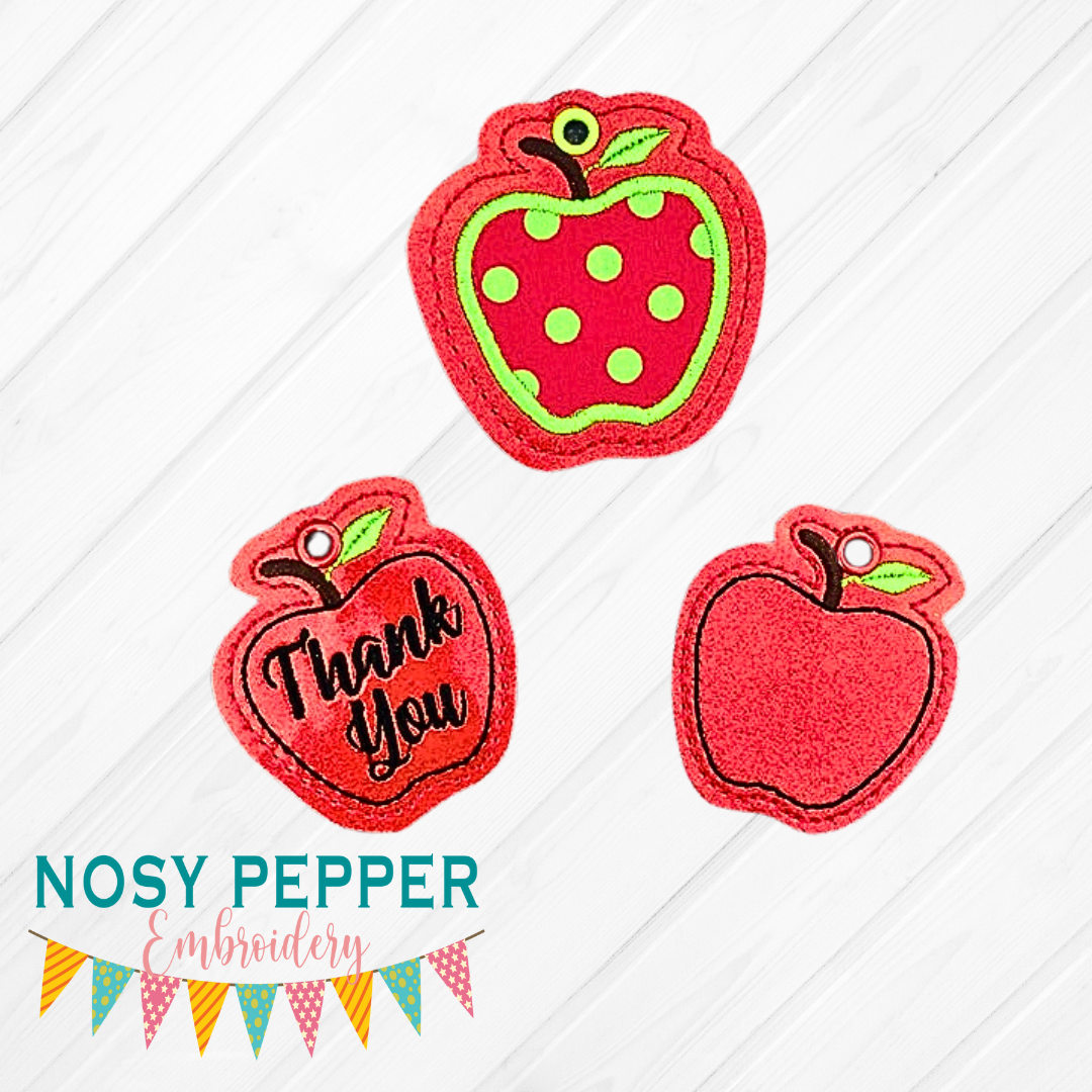 Apple gift tag/charm set 4x4 machine embroidery design DIGITAL DOWNLOA ...