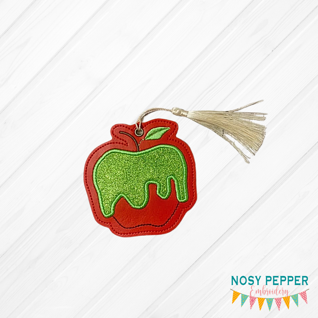 Poison Apple Applique Bookmark/bag tag/ornament 4x4 machine embroidery ...