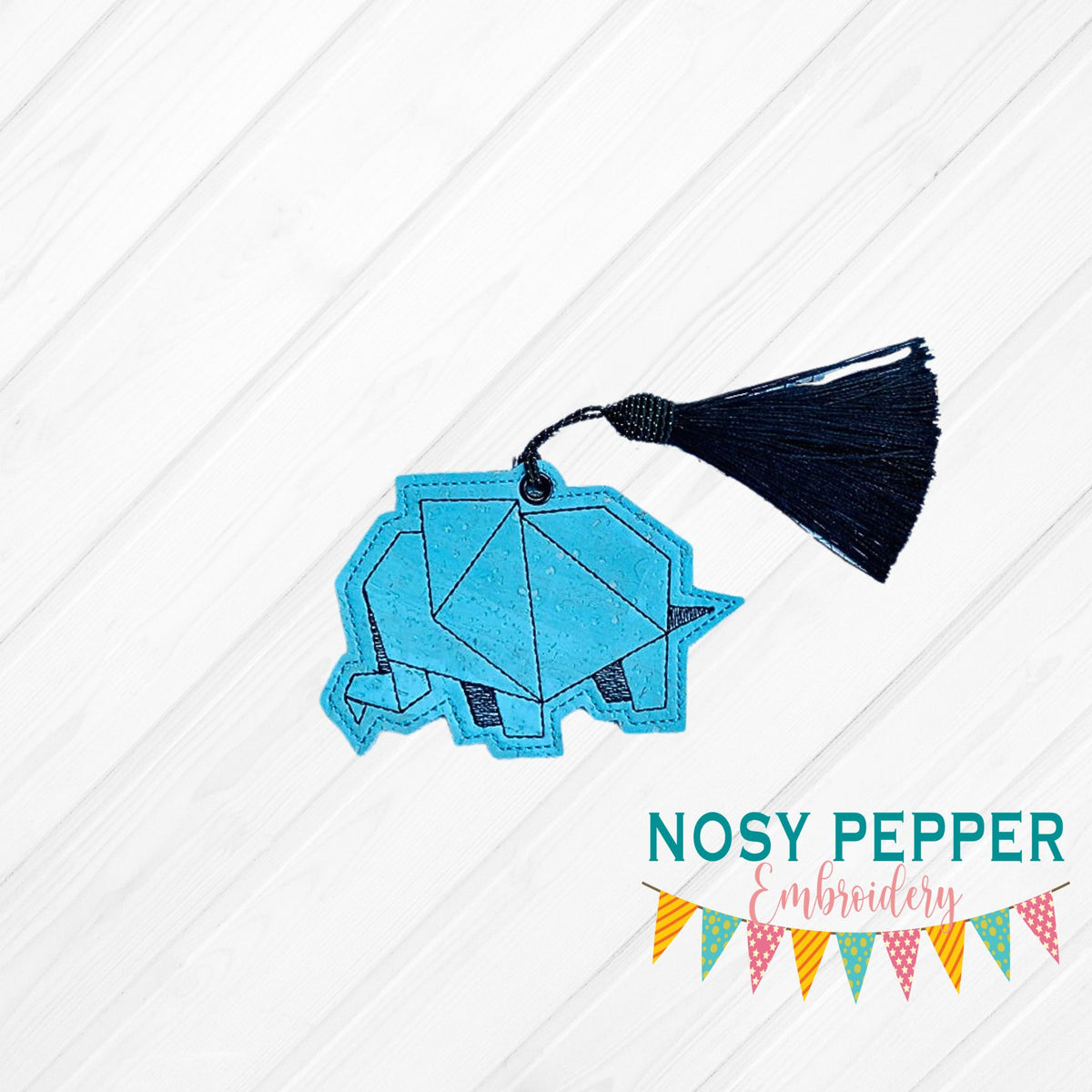Origami Elephant Bookmark/bag tag/ornament 4x4 machine embroidery desi ...