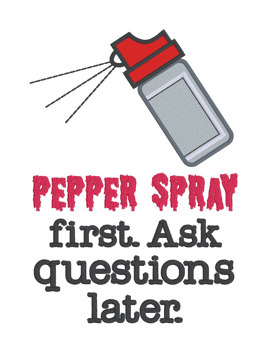 Pepper Spray First sketchy machine embroidery design (4 sizes included ...